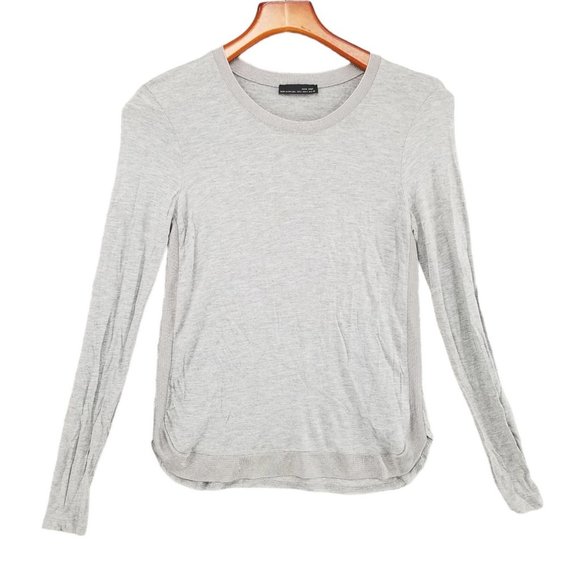 Zara | Tops | Zara Wb Top Womens Grey Long Sleeve Viscose Shiny ...